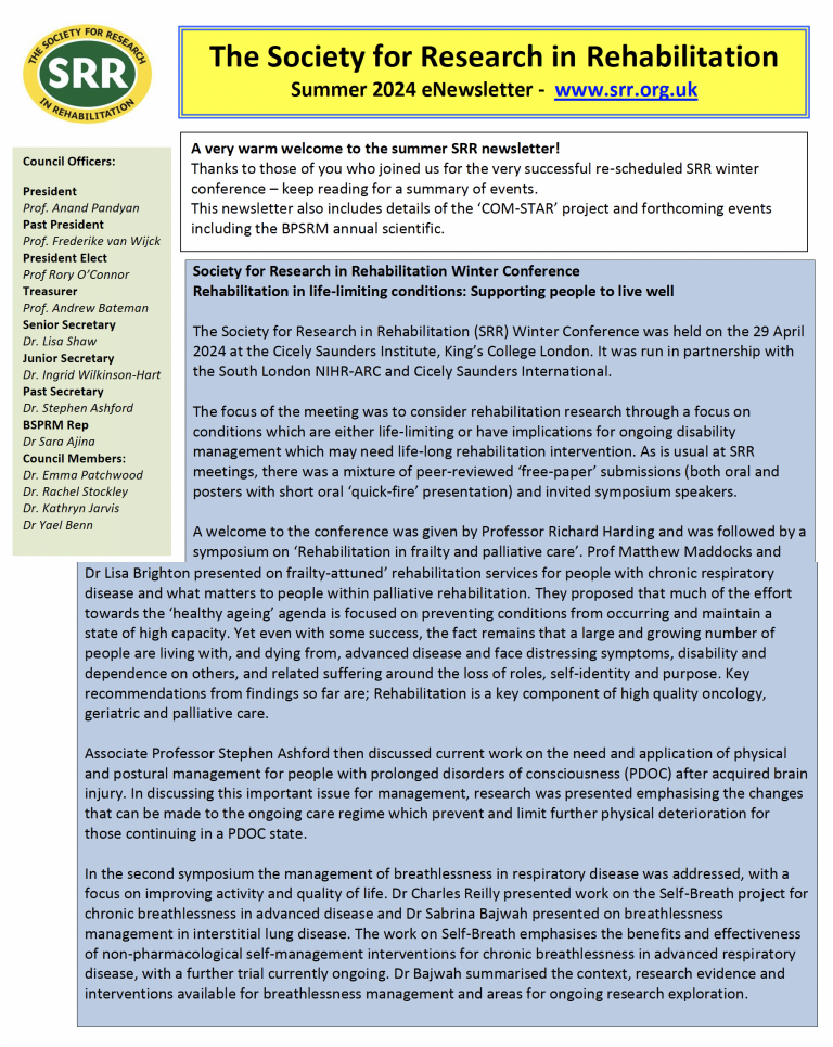 SRR – advancing the rehabilitation of people